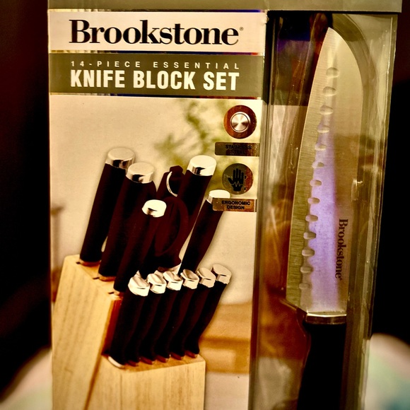 Brookstone | Kitchen | Brookstone Silver And Black Knife Block ...